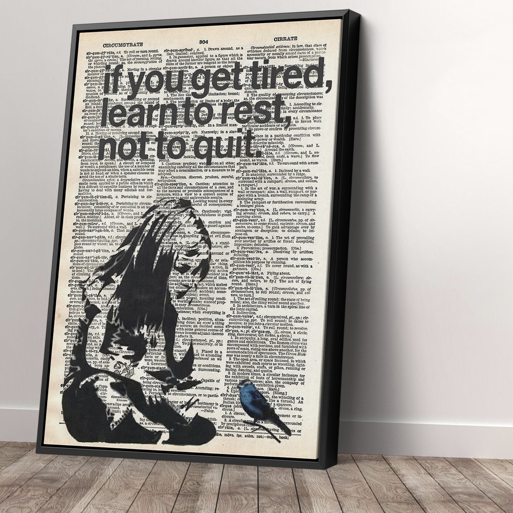 Banksy Girl If You Get Tired Learn to Rest Canvas Wall Art Print. High ...