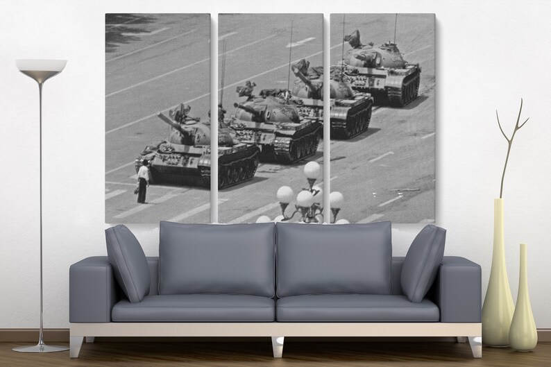 The Tank Man Tiananmen Square Black and White Canvas Wall Art Print ...