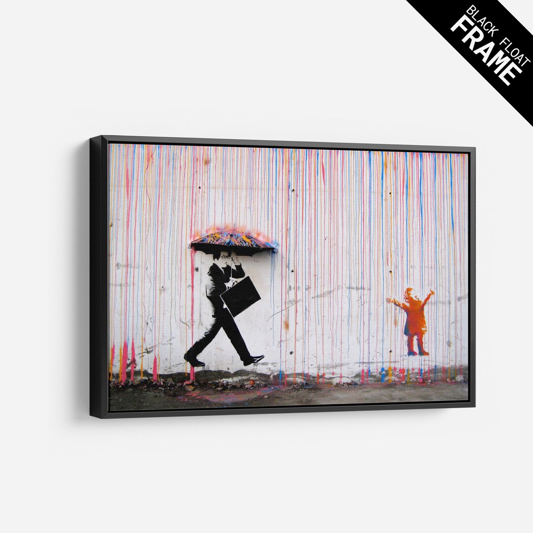 Banksy Coloured Rain Canvas Wall Art Print. High Quality Free Shipping ...