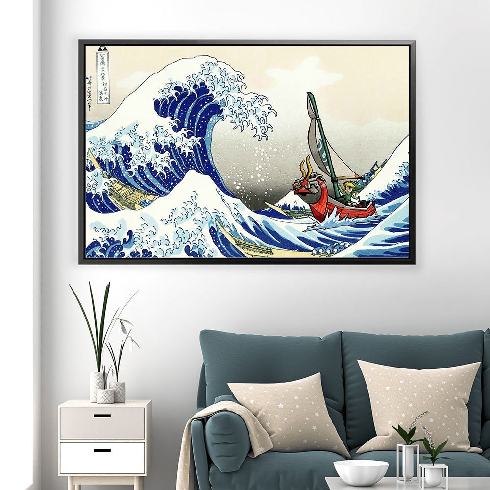 The Legend of Zelda the Great Wave off Kanagawa Canvas Wall Art Print ...