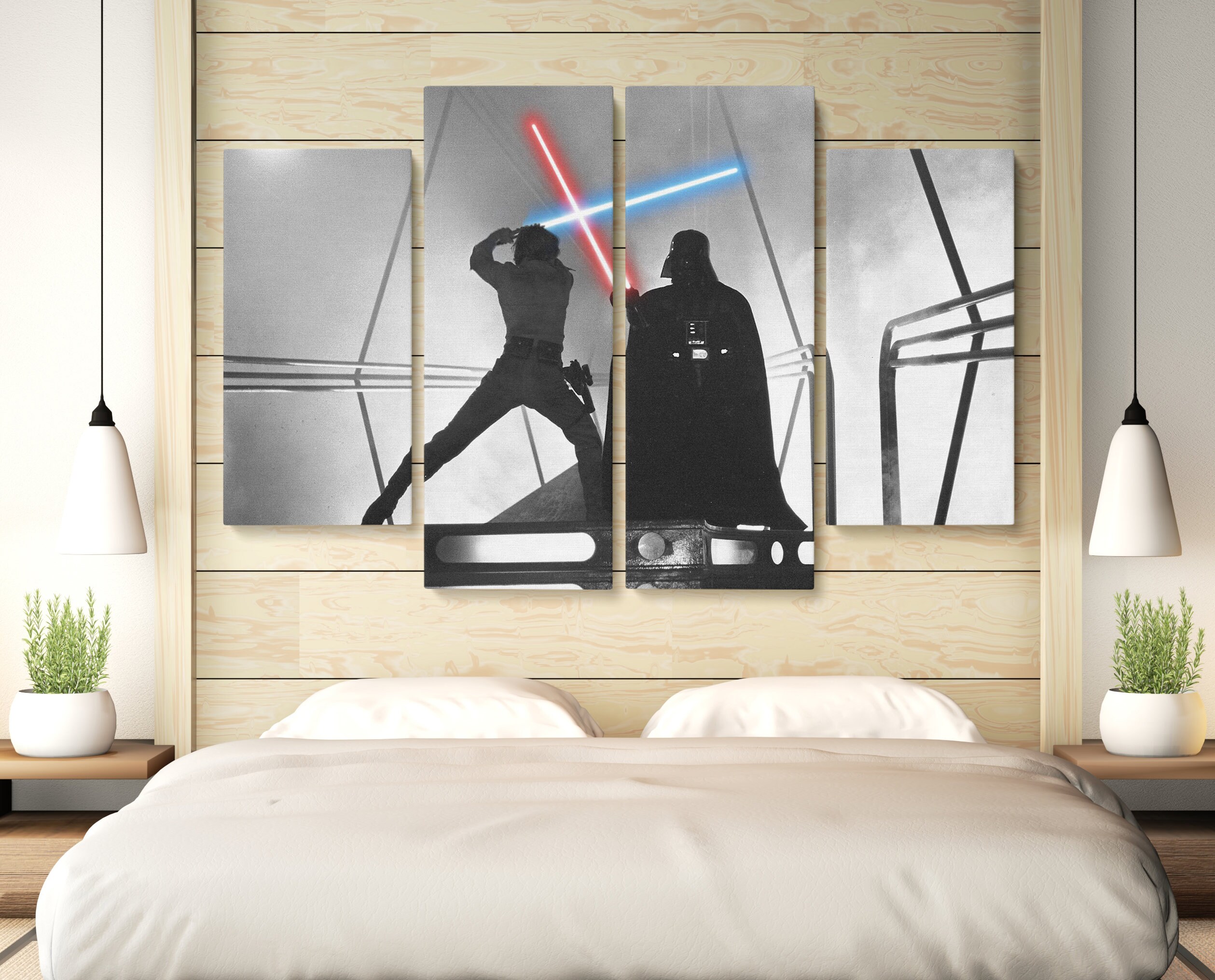 Luke Skywalker Fight Scene Canvas Wall Art Print. High Quality Free ...