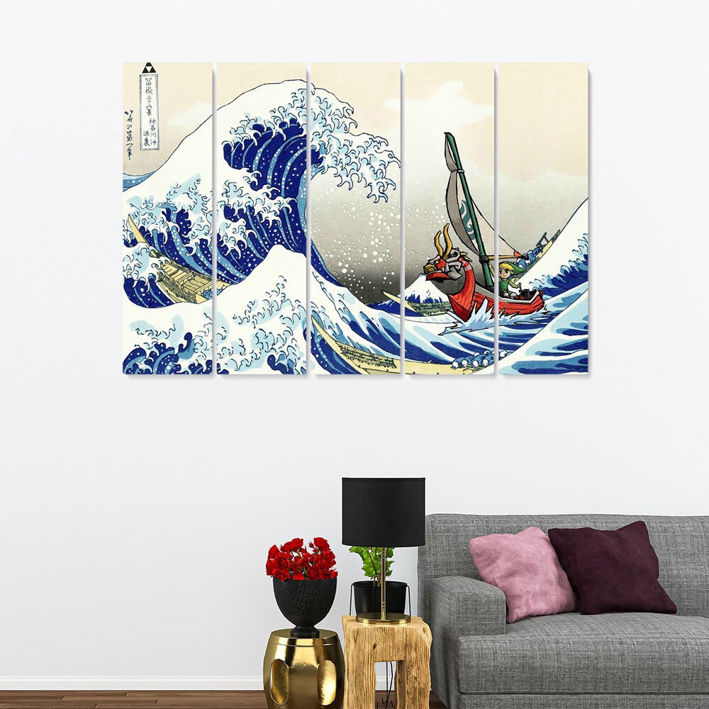 The Legend of Zelda the Great Wave off Kanagawa Canvas Wall Art Print ...