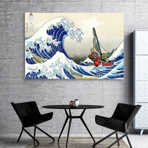 The Legend of Zelda the Great Wave off Kanagawa Canvas Wall Art Print ...