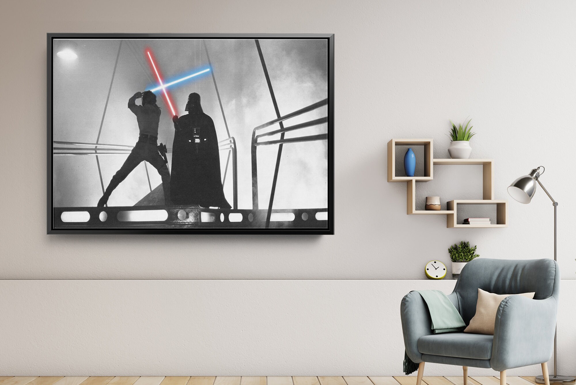 Luke Skywalker Fight Scene Canvas Wall Art Print. High Quality Free ...