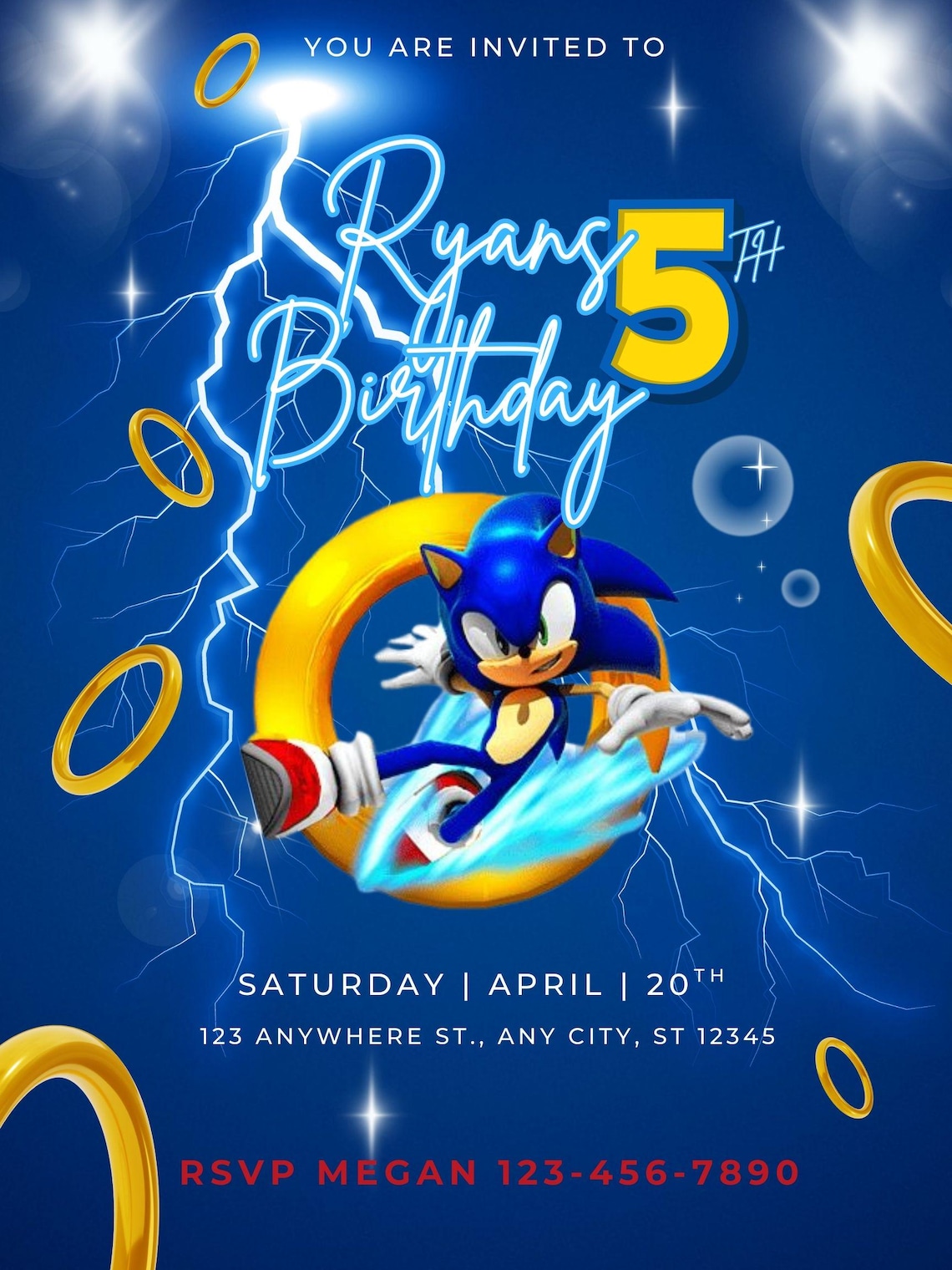 Sonic Hedgehog Digital Invitation - Etsy