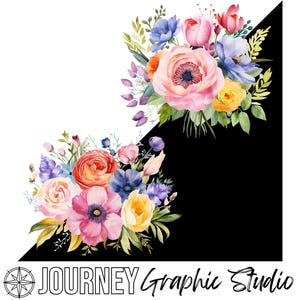 Watercolor Flowers Clipart Bundle, Floral Clipart Bundle, Watercolor ...