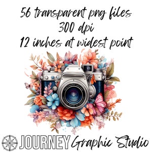 Floral Camera Clipart Bundle, Watercolor Clipart Bundle, Cameras ...