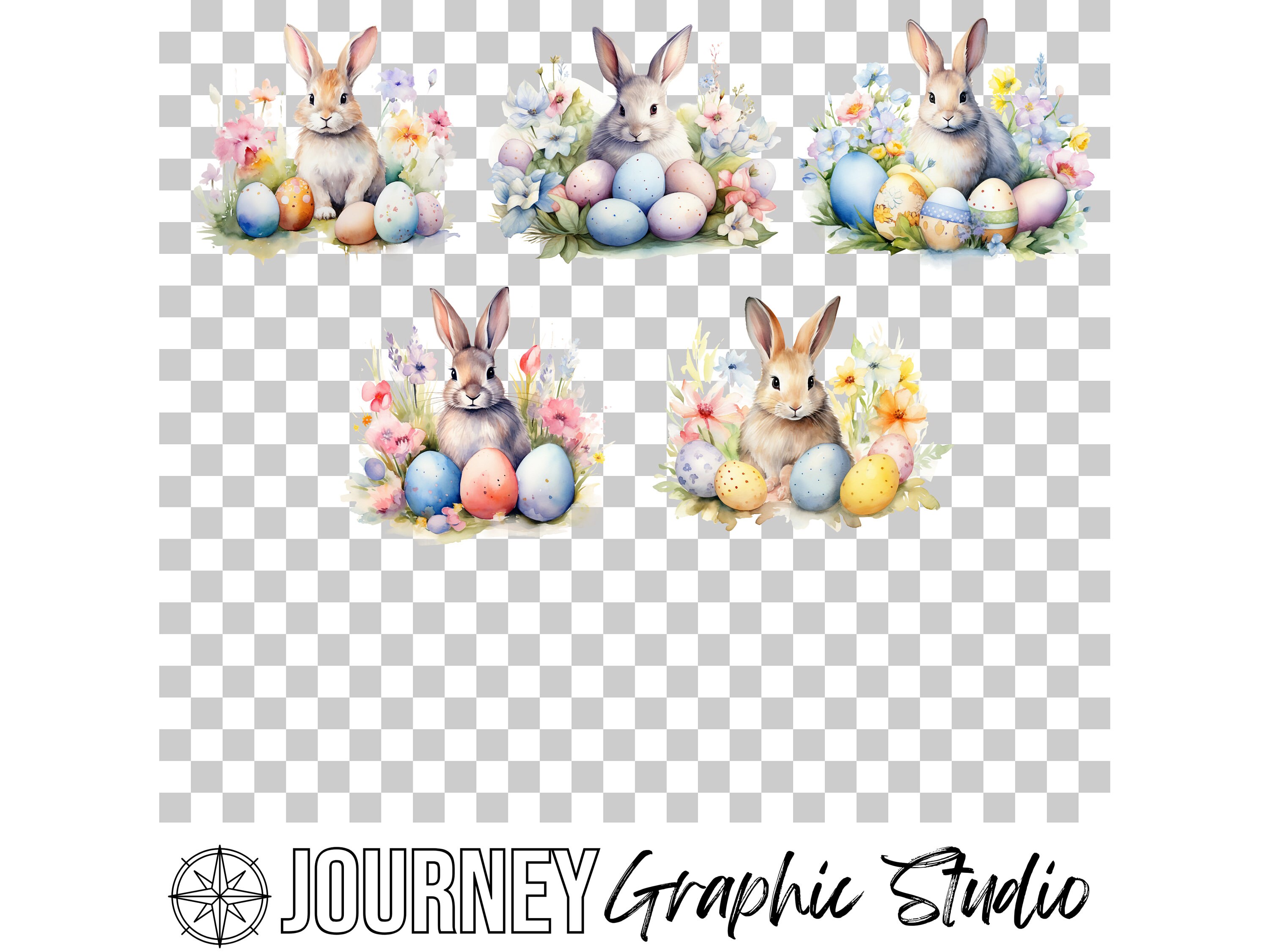 Easter Clipart Bundle, Watercolor Clipart Bundle, Easter Bunny Clipart ...