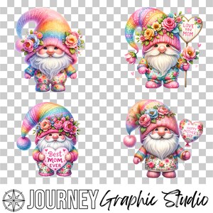 Mother's Day Gnomes Clipart, Watercolor Gnome Clipart Bundle, Floral ...