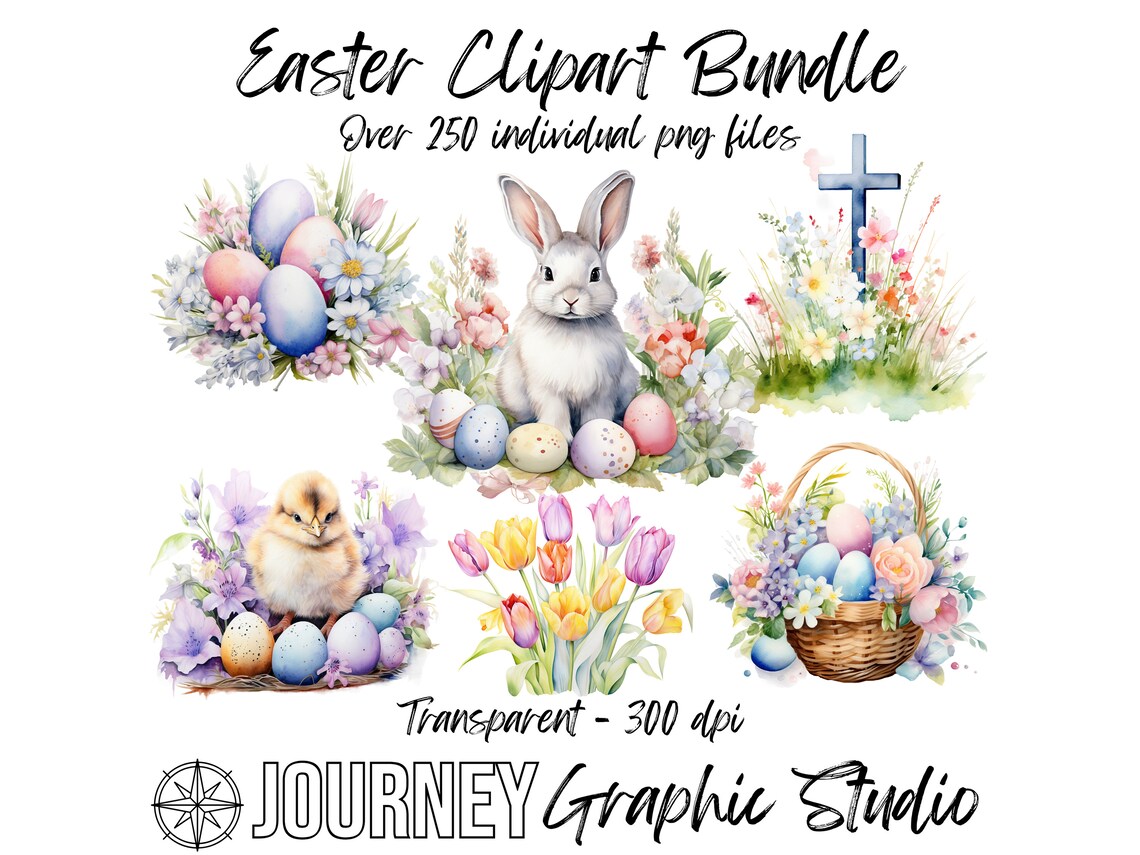 Easter Clipart Bundle Collection, Watercolor Clipart Bundle, Easter ...