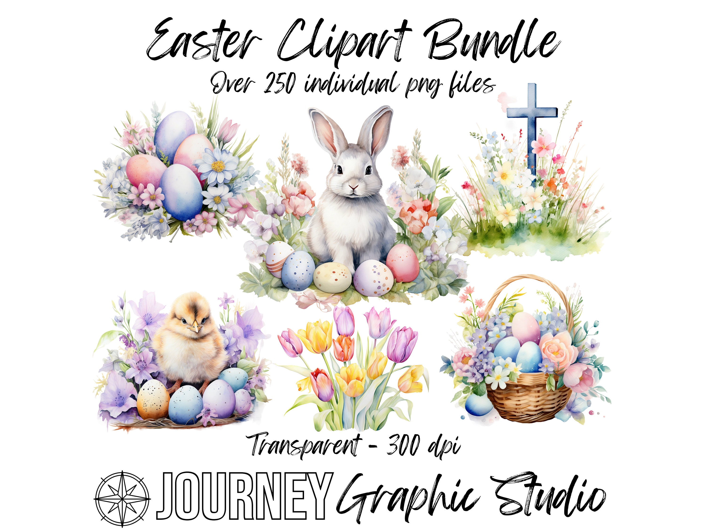 Easter Clipart Bundle Collection, Watercolor Clipart Bundle, Easter ...