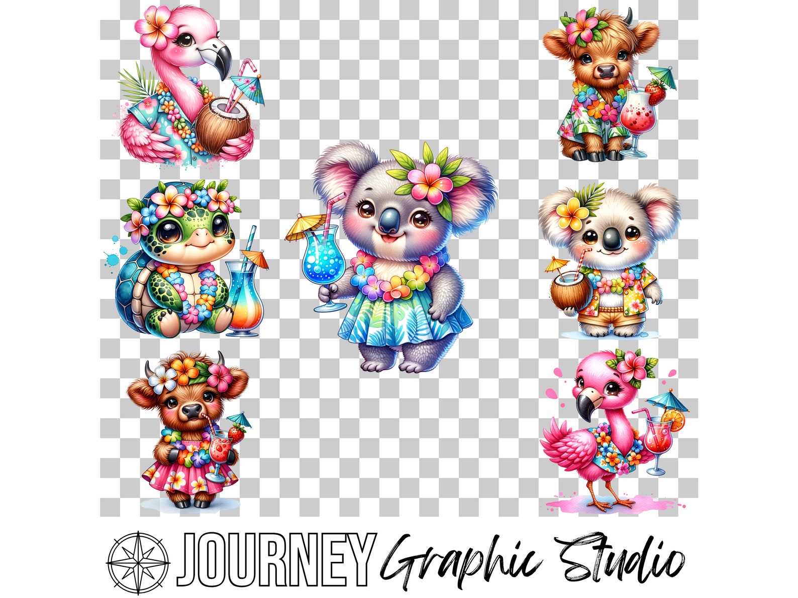 Cute Tropical Animals Clipart, Watercolor Tropical Clipart, Baby ...