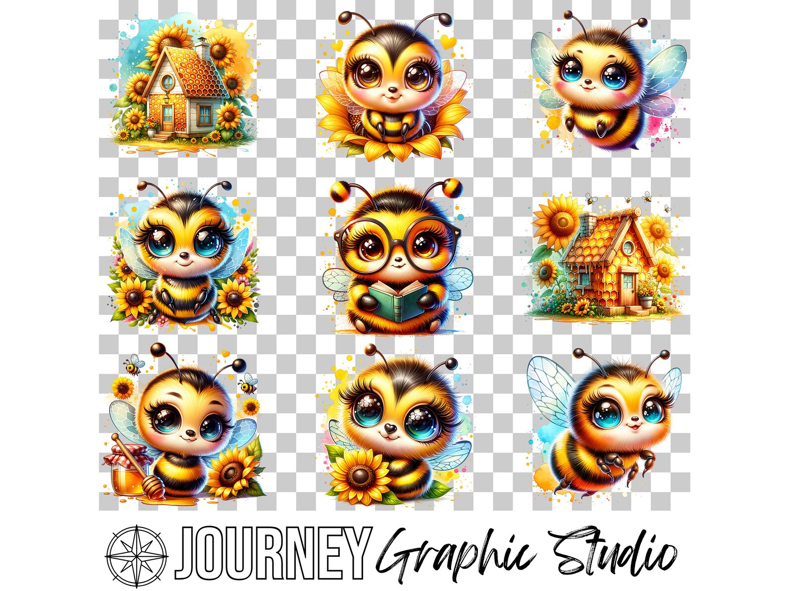 Bee Clipart Bundle, Cute Bee Clipart Bundle, Honeybee Clipart Bundle ...