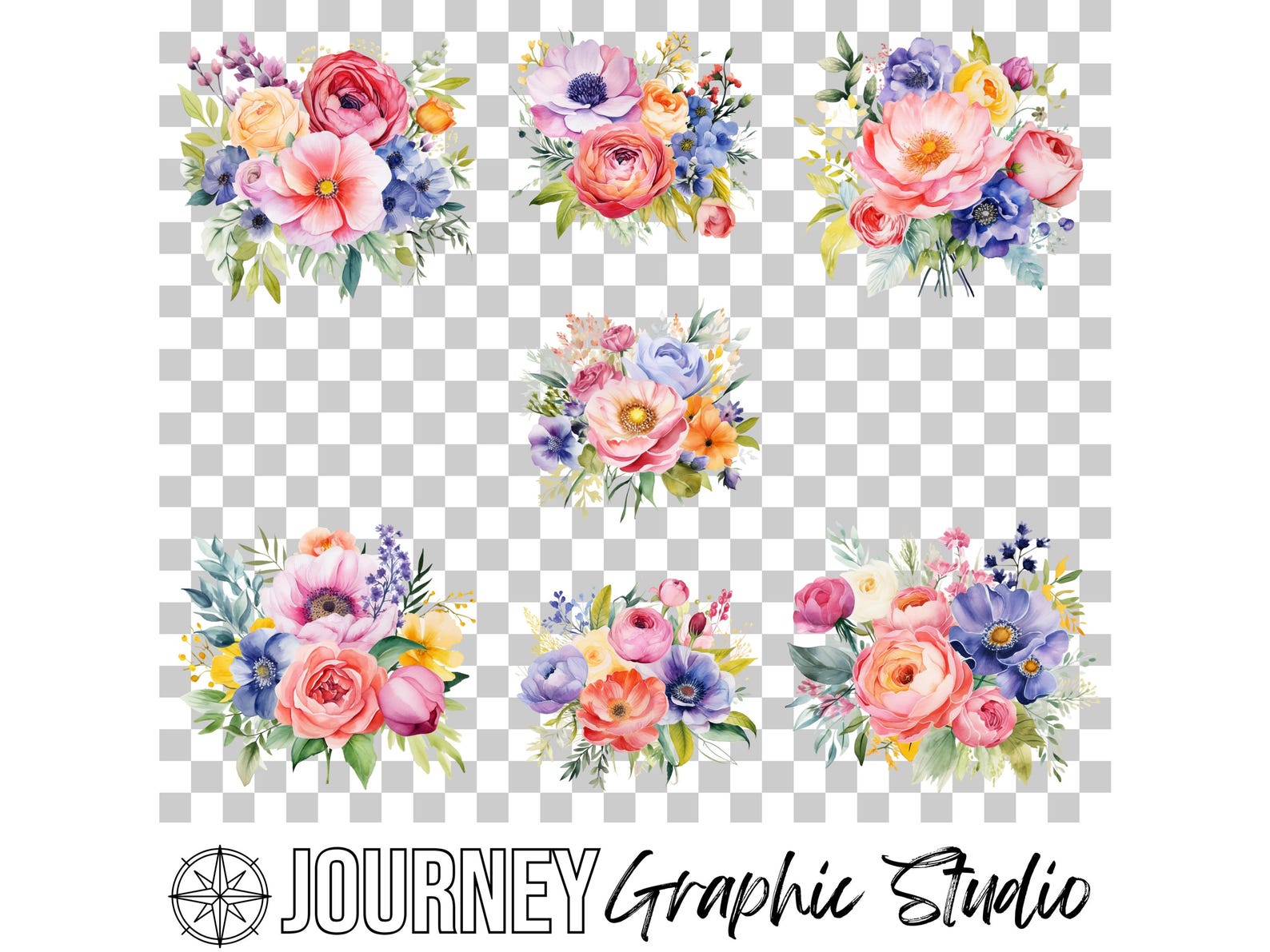 Watercolor Flowers Clipart Bundle, Floral Clipart Bundle, Watercolor ...