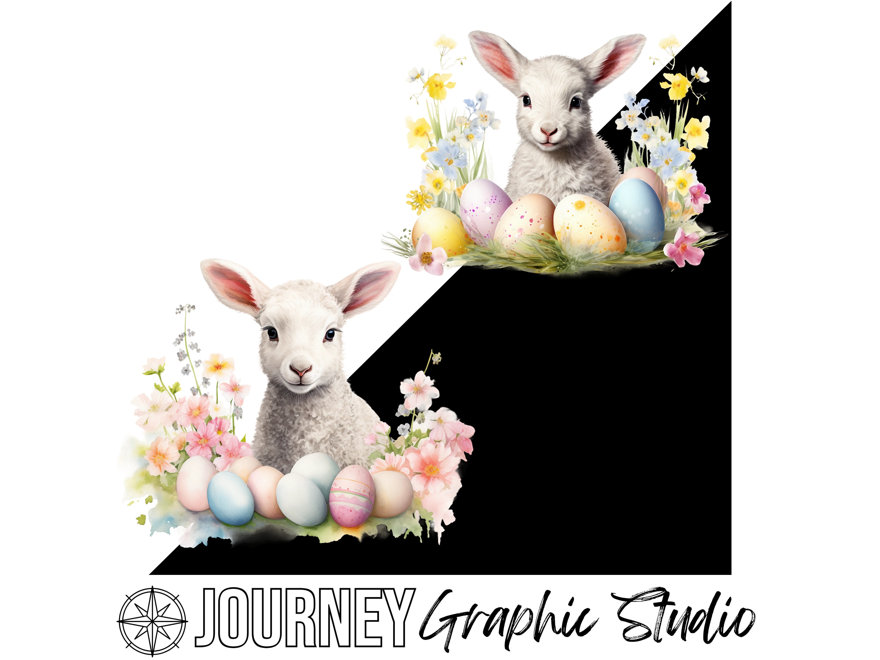Easter Clipart Bundle, Watercolor Clipart Bundle, Easter Lamb Clipart ...