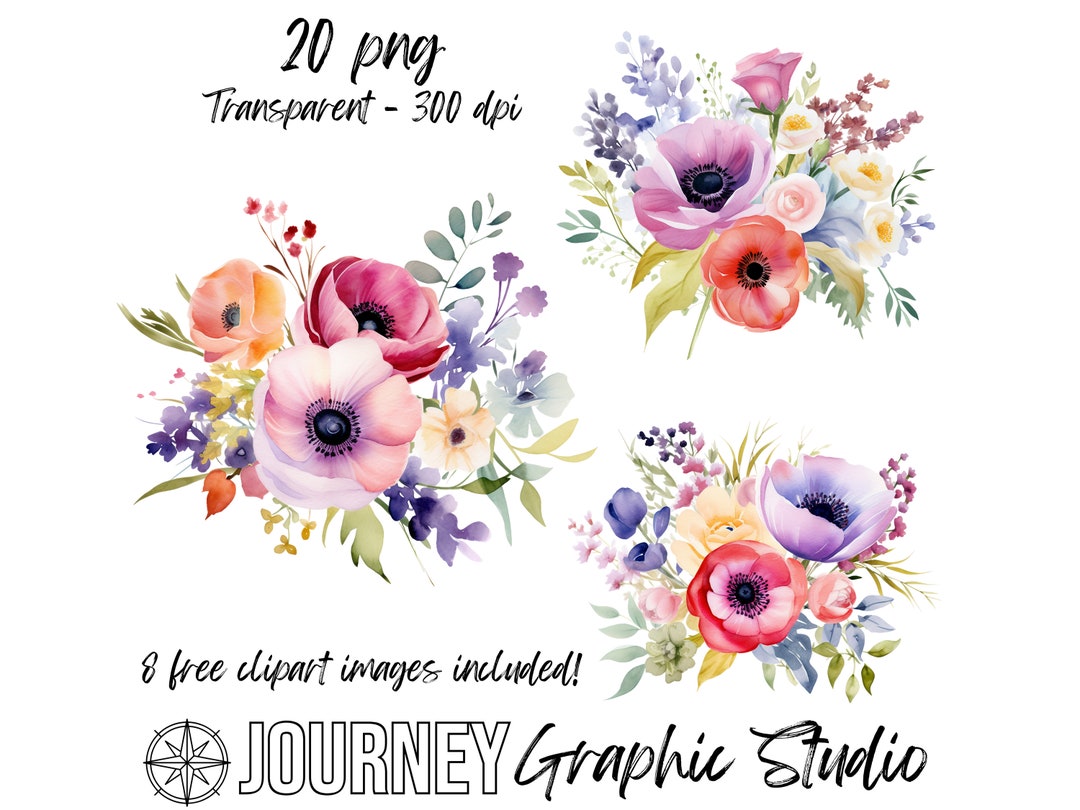 Floral Clipart Bundle, Watercolor Clipart Bundle, Mother's Day Flowers ...