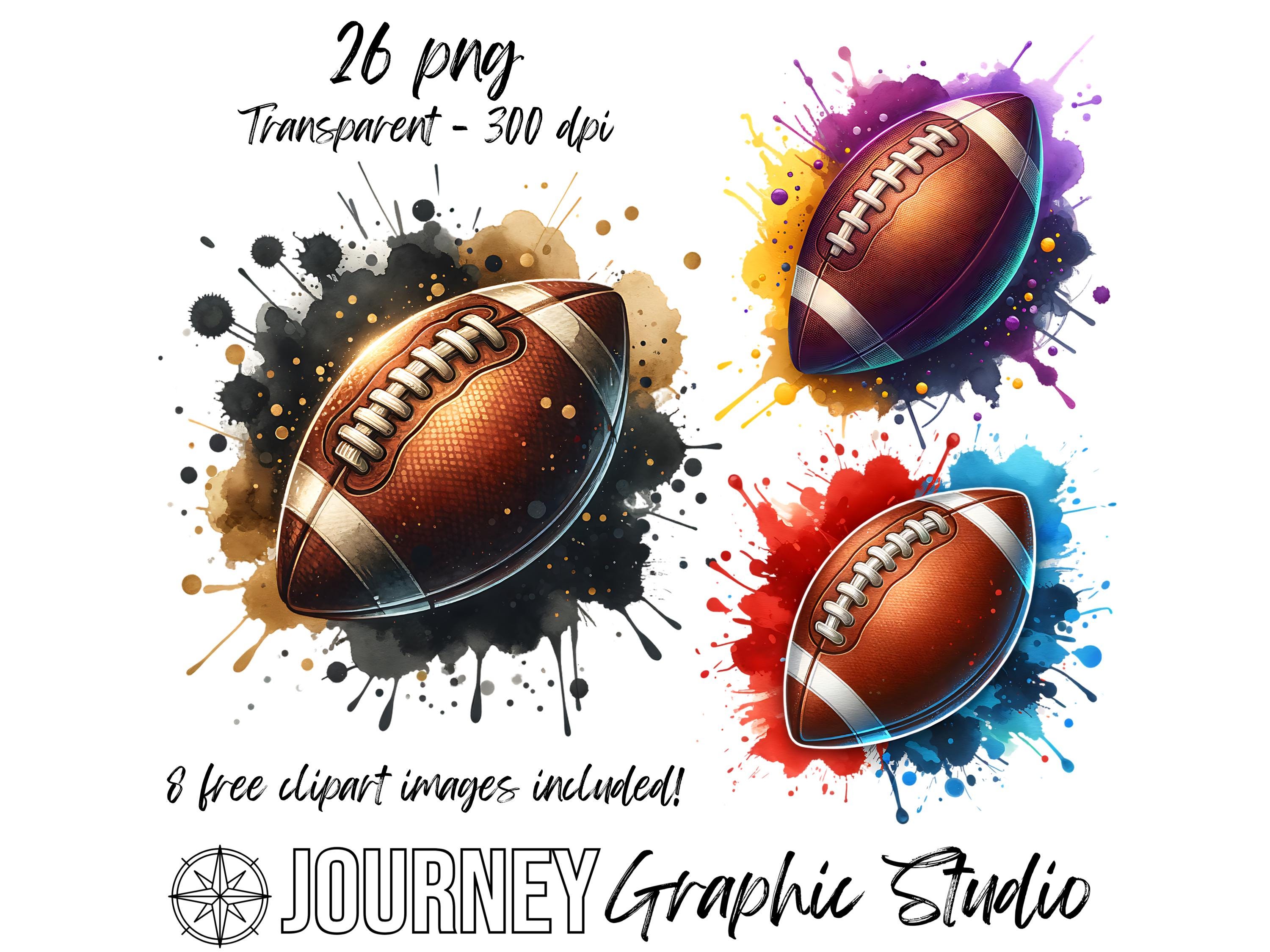 Football Clipart Bundle, Watercolor Splash Football Clipart , Sports ...