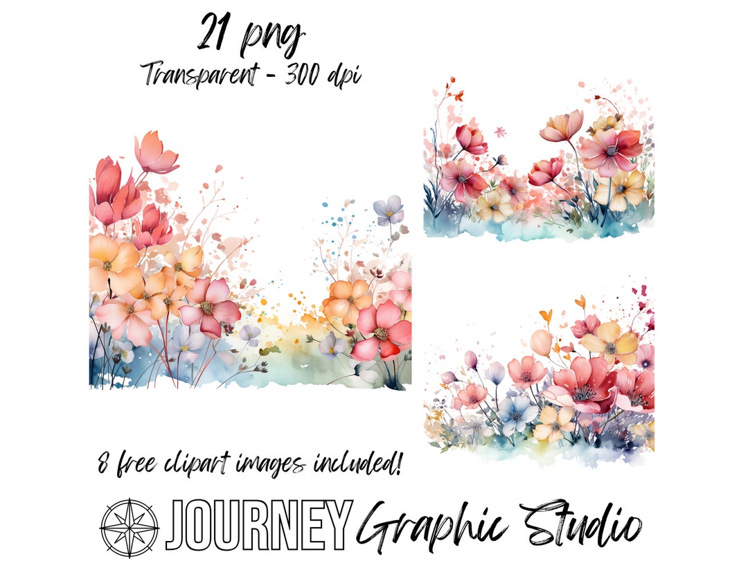 Spring Wildflowers Clipart Bundle, Watercolor Clipart Bundle, Floral ...