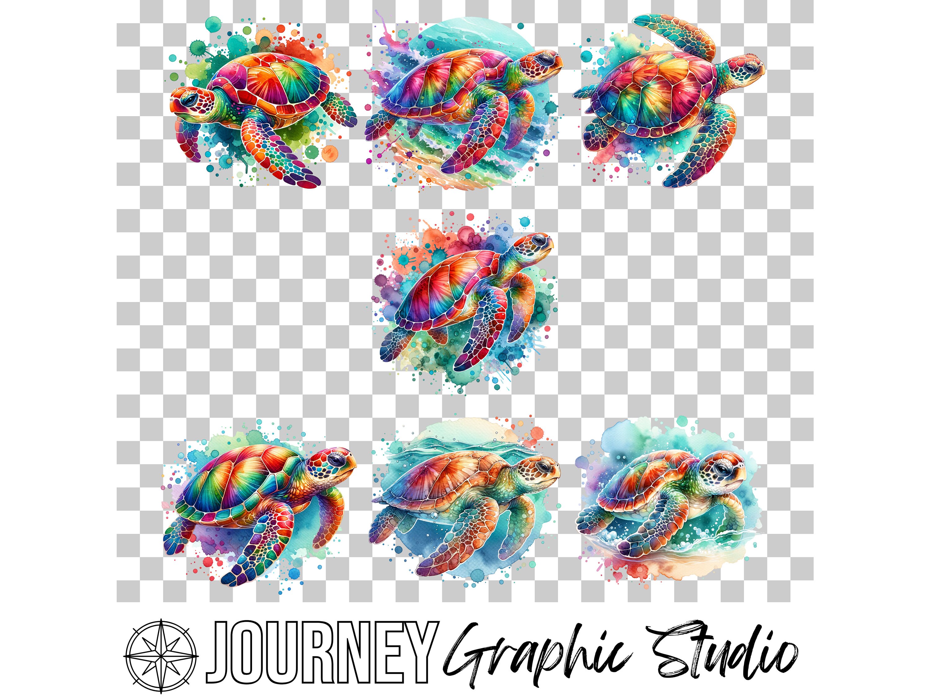 Sea Turtle Clipart Bundle, Watercolor Sea Turtle Clipart Bundle, Baby ...