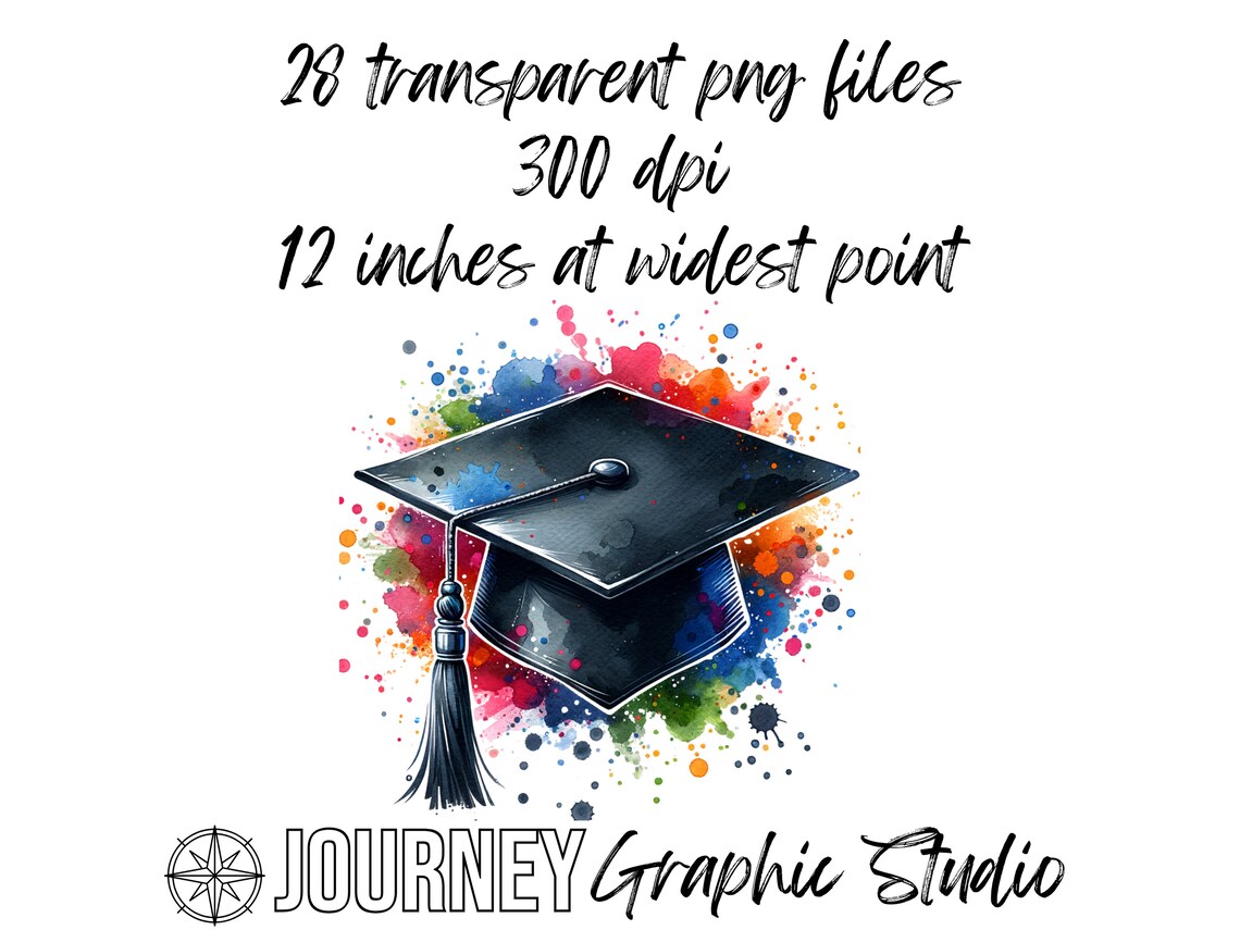 Graduation Caps Clipart Bundle, Watercolor Graduation Cap Clipart ...