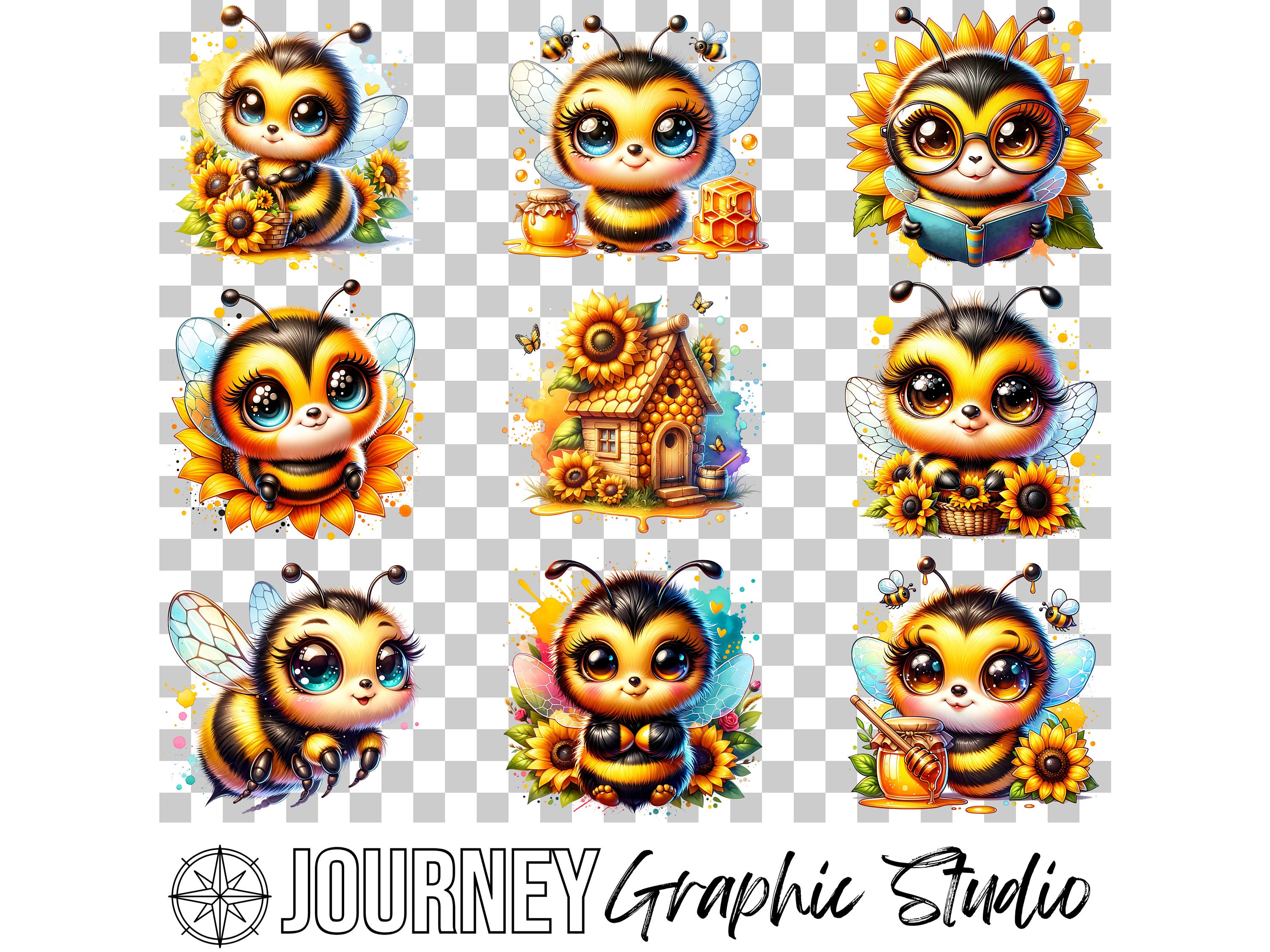 Bee Clipart Bundle, Cute Bee Clipart Bundle, Honeybee Clipart Bundle ...