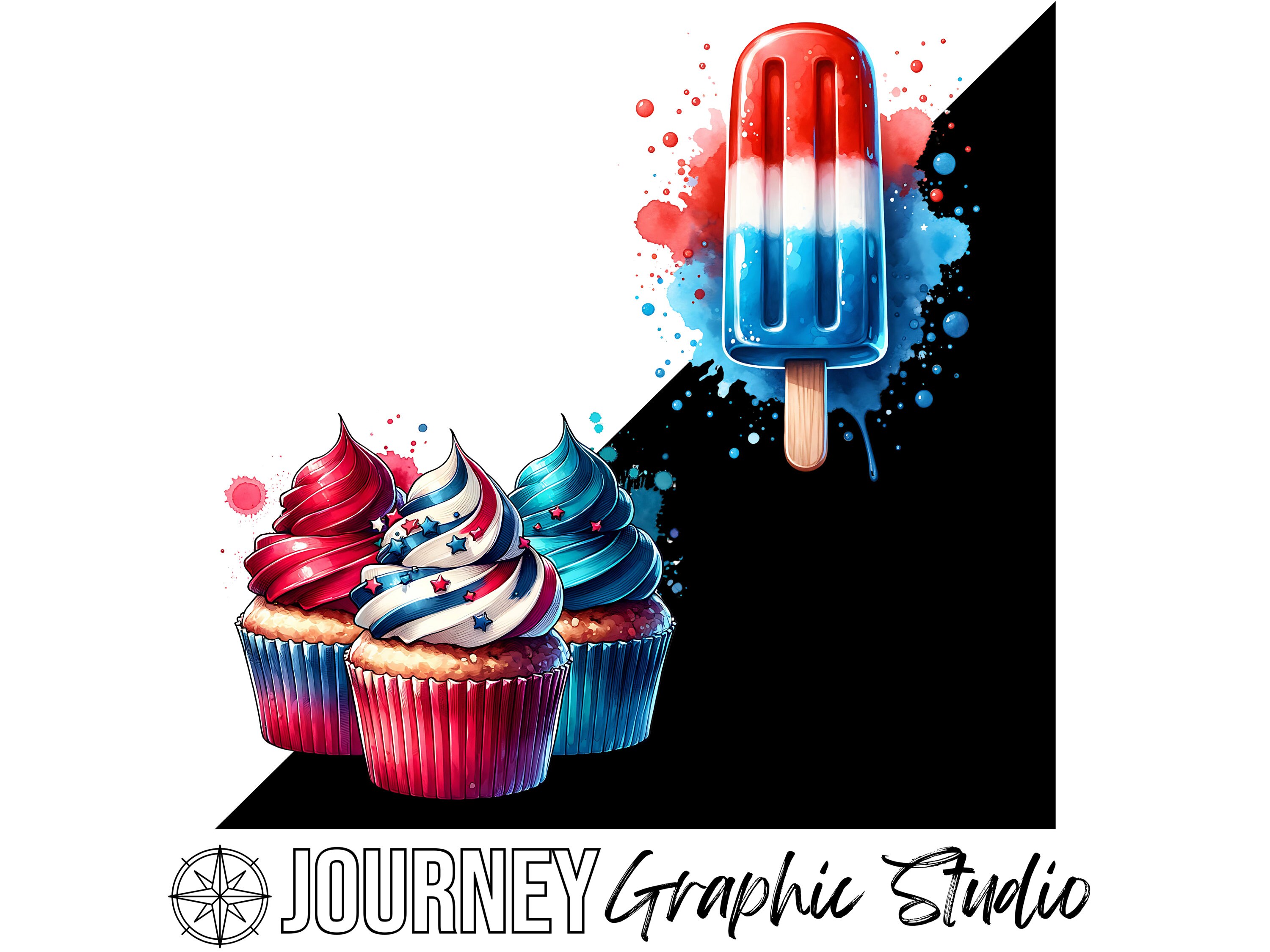 Patriotic Desserts Clipart Bundle, Popsicles Ice Cream Cupcakes Clipart ...