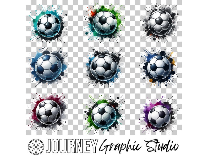 Soccer Ball Clipart Bundle, Watercolor Splash Soccer Ball Clipart ...