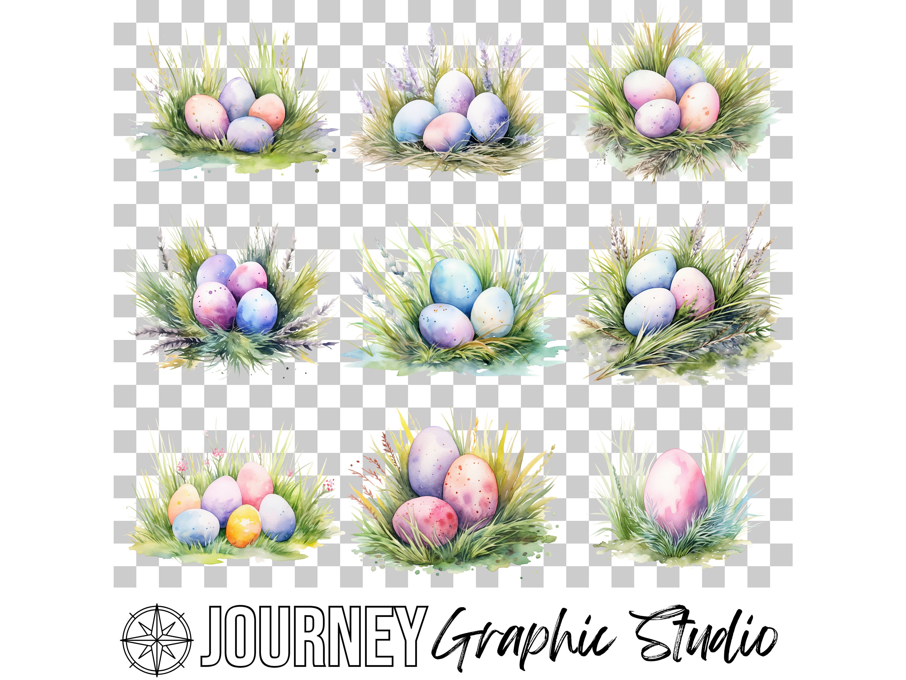 Easter Clipart Bundle, Watercolor Clipart Bundle, Easter Eggs Clipart ...
