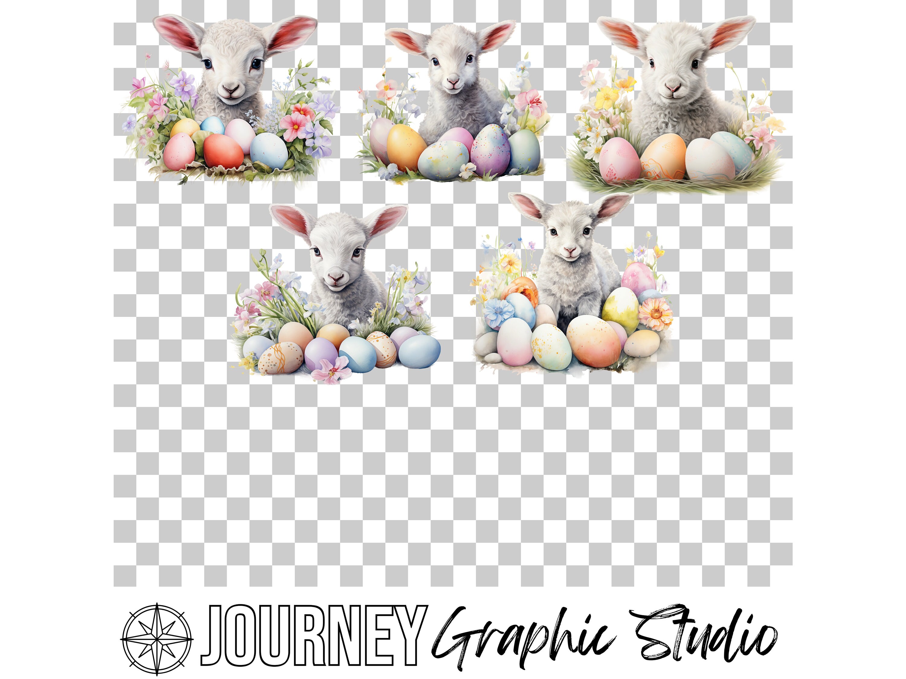 Easter Clipart Bundle, Watercolor Clipart Bundle, Easter Lamb Clipart ...