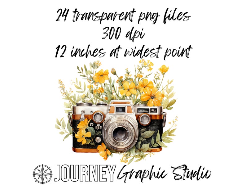 Rainbow Floral Camera Clipart Bundle, Watercolor Clipart Bundle ...