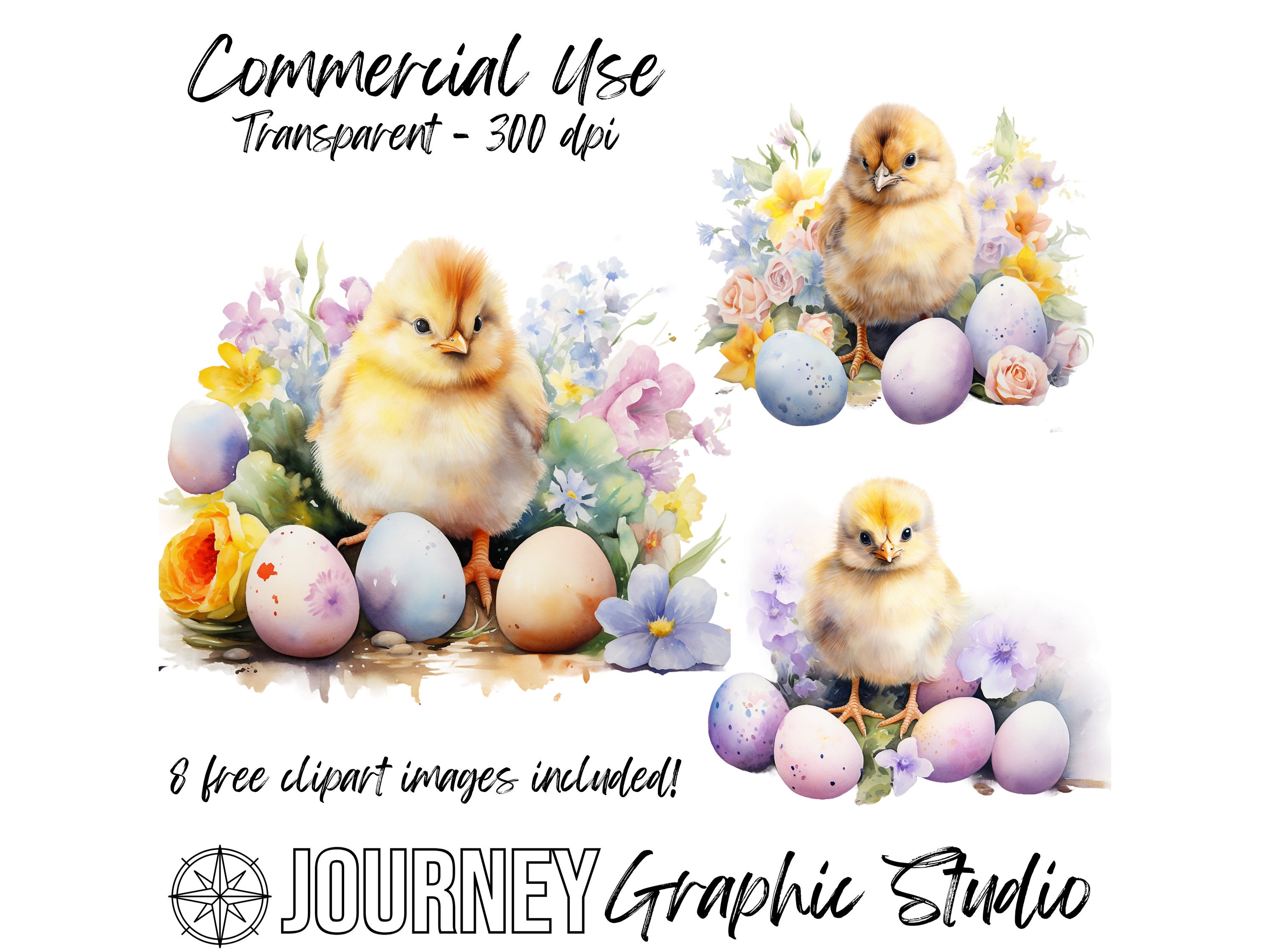 Easter Clipart Bundle, Watercolor Clipart Bundle, Easter Chicks Clipart ...
