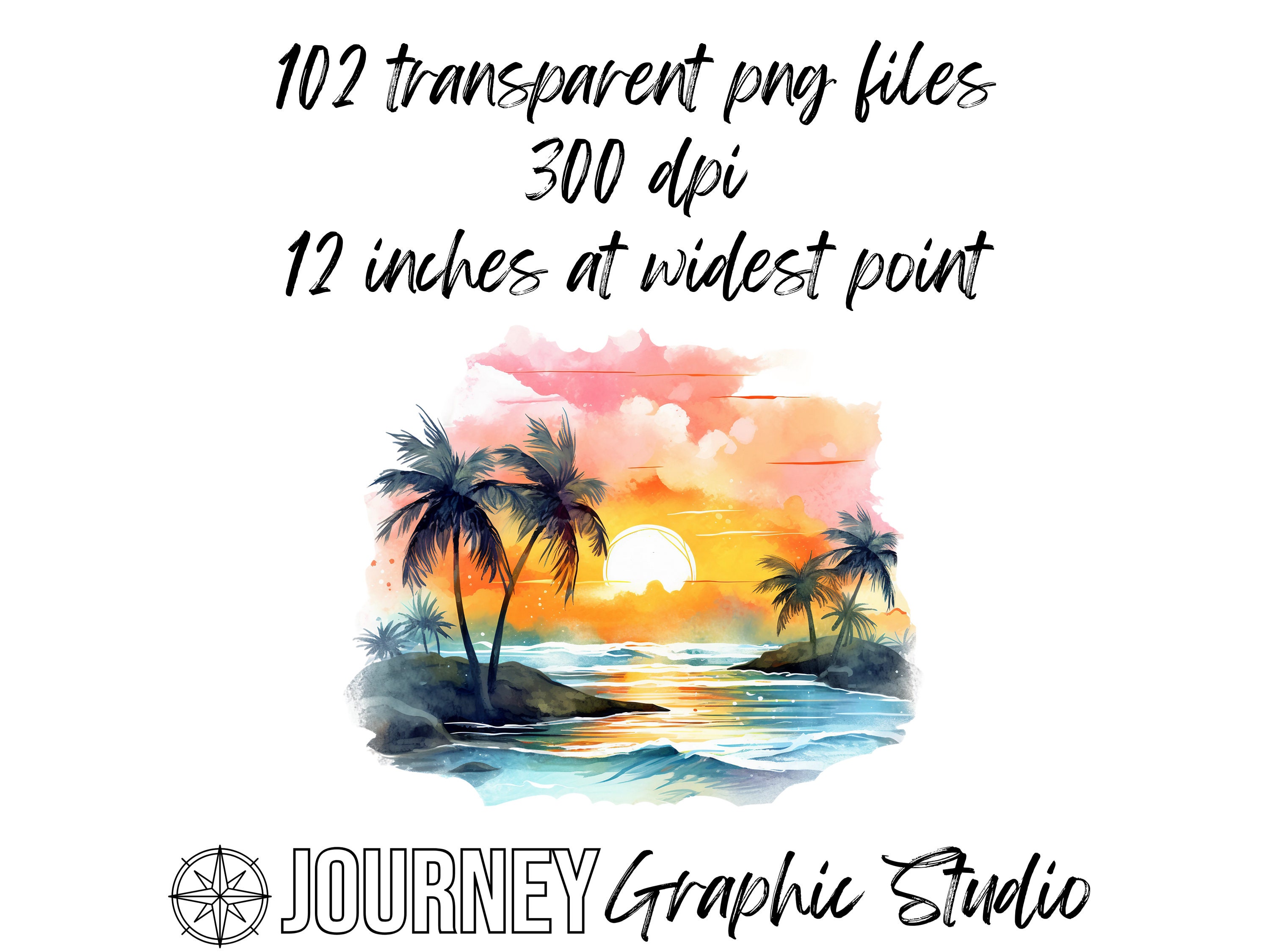 Sunset Clipart Bundle, Watercolor Tropical Sunsets Clipart Bundle ...