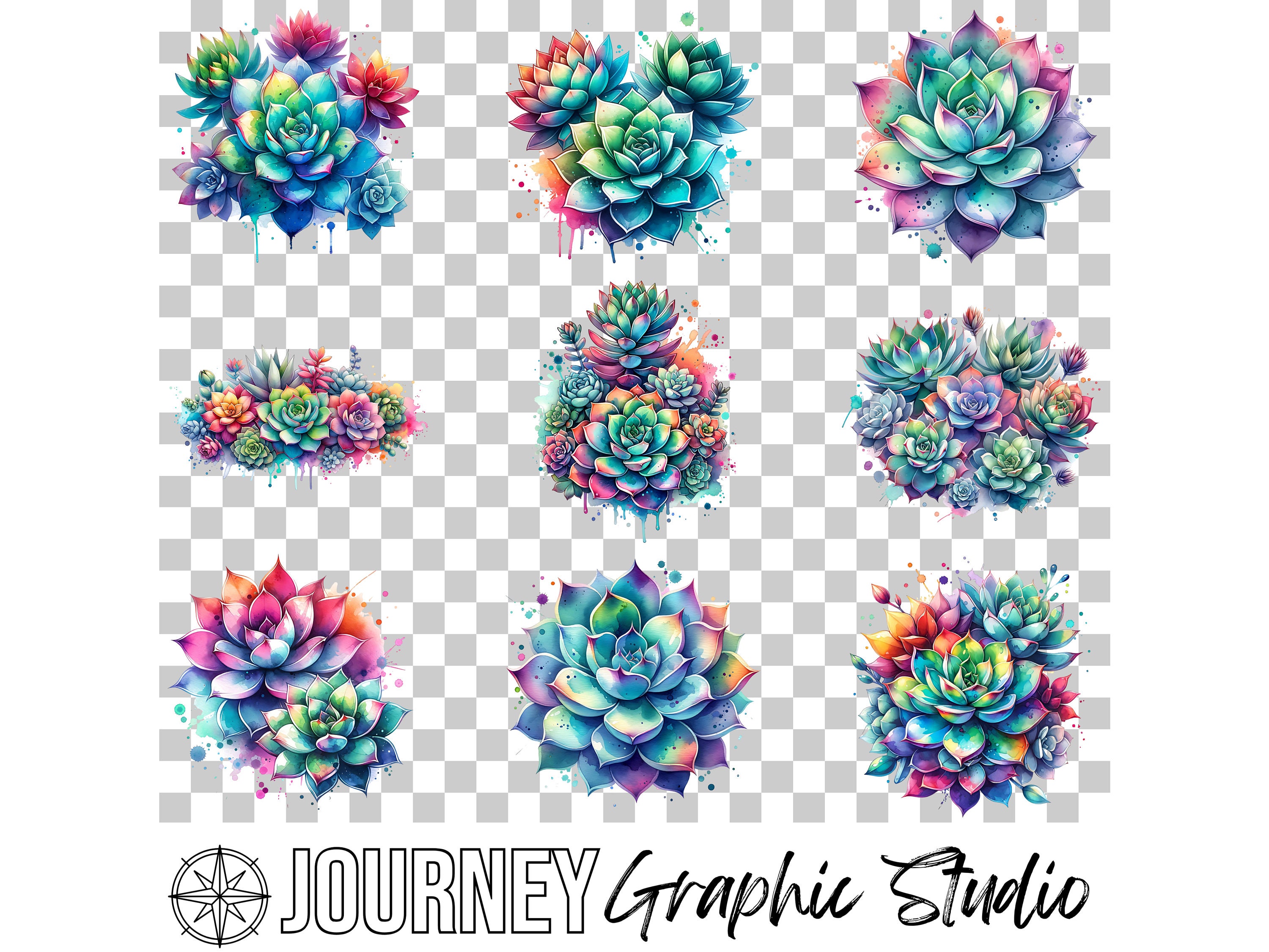 Succulent Clipart Bundle, Watercolor Succulents Clipart Bundle ...
