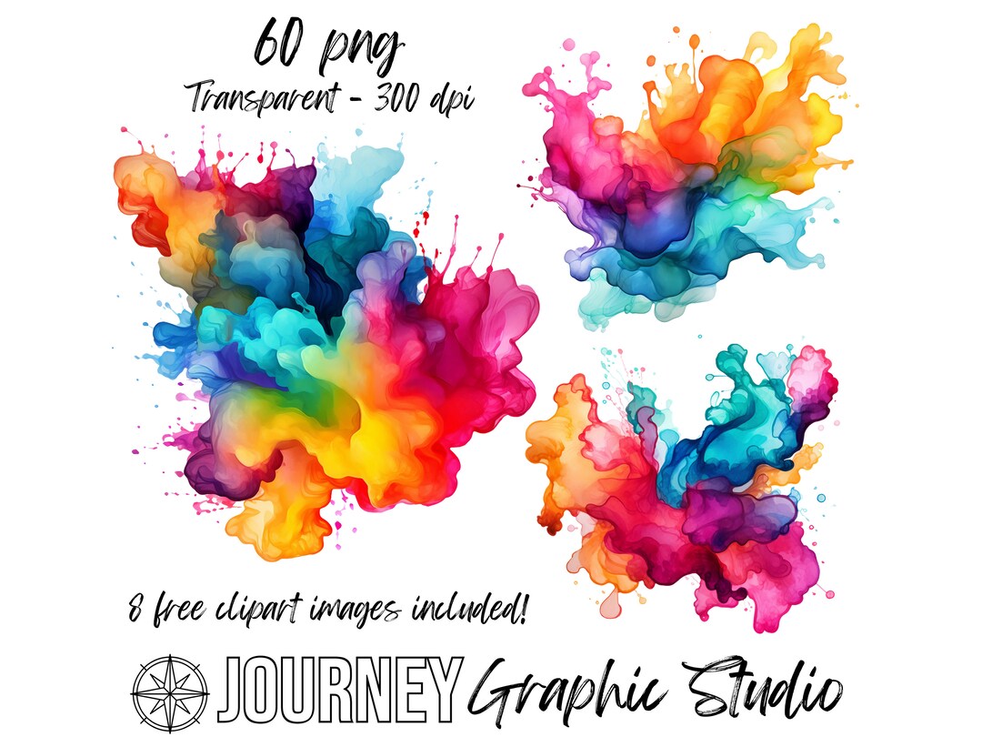 Colorful Watercolor Splash Clipart Bundle, Watercolor Clipart Bundle ...