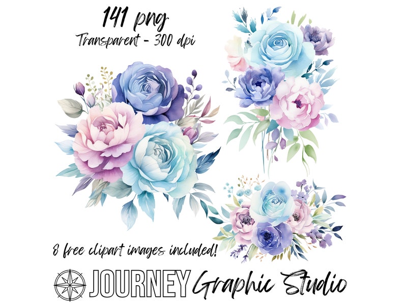 Floral Clipart Bundle Pastel Watercolor Clipart Bundle Pastel Floral ...