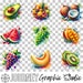 Fruit Clipart Bundle, Watercolor Summer Fruit Clipart Bundle, Summer ...