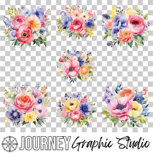 Watercolor Flowers Clipart Bundle, Floral Clipart Bundle, Watercolor ...