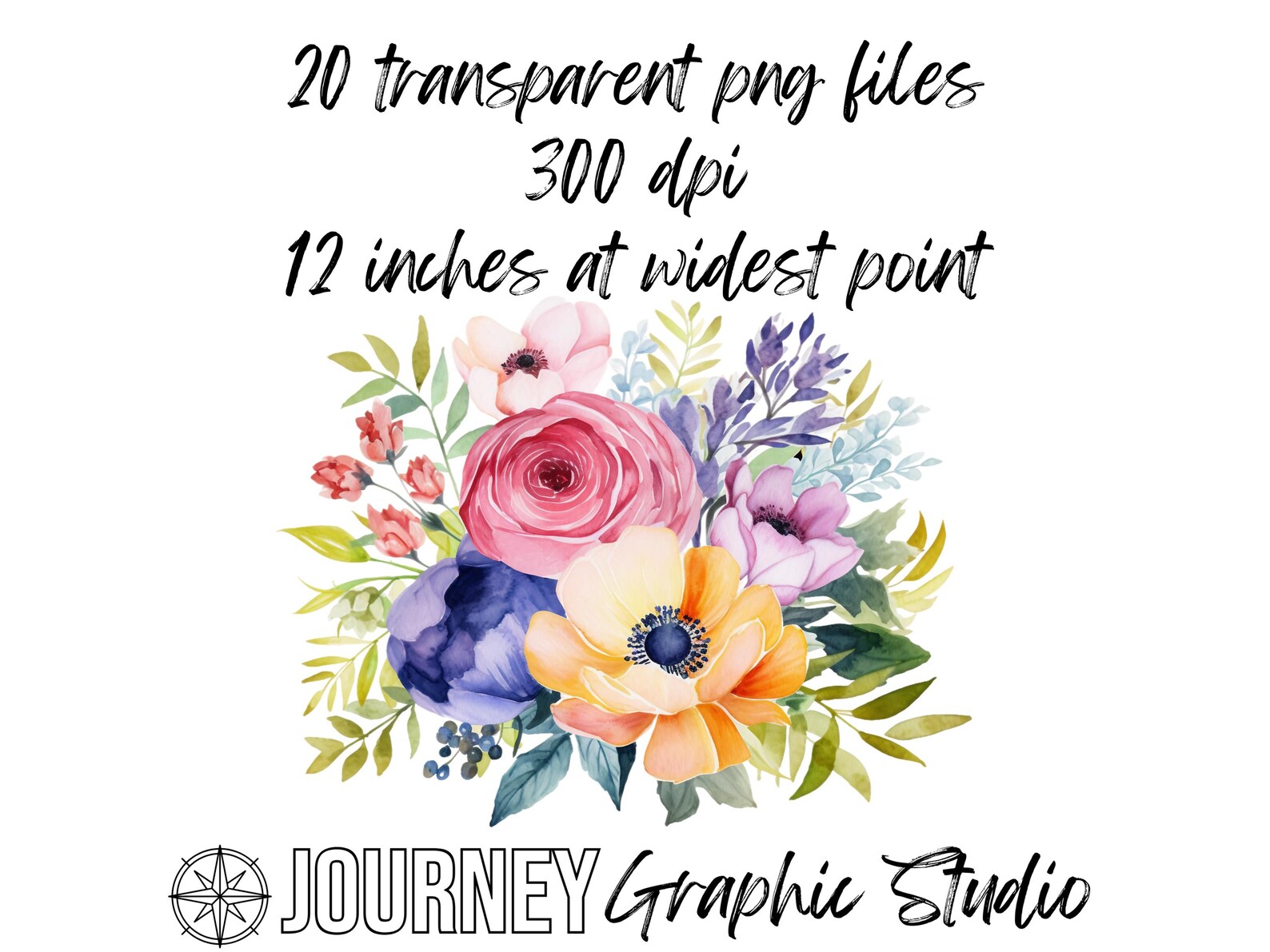 Watercolor Flowers Clipart Bundle, Floral Clipart Bundle, Watercolor ...