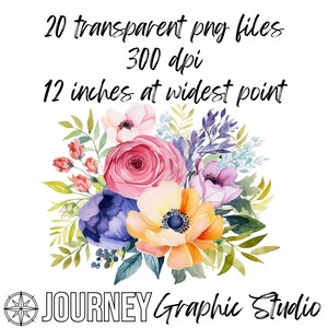 Watercolor Flowers Clipart Bundle, Floral Clipart Bundle, Watercolor ...