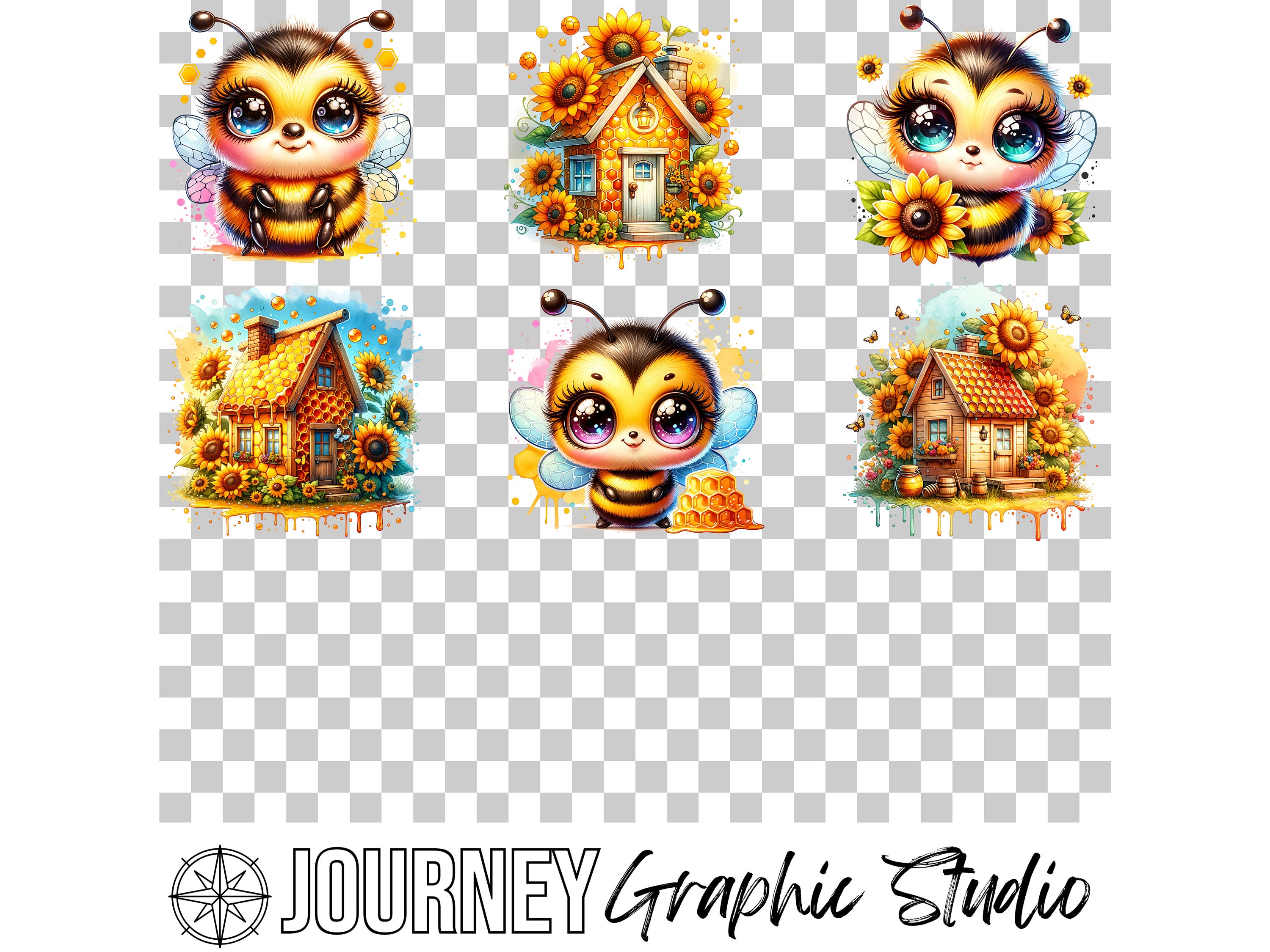 Bee Clipart Bundle, Cute Bee Clipart Bundle, Honeybee Clipart Bundle ...