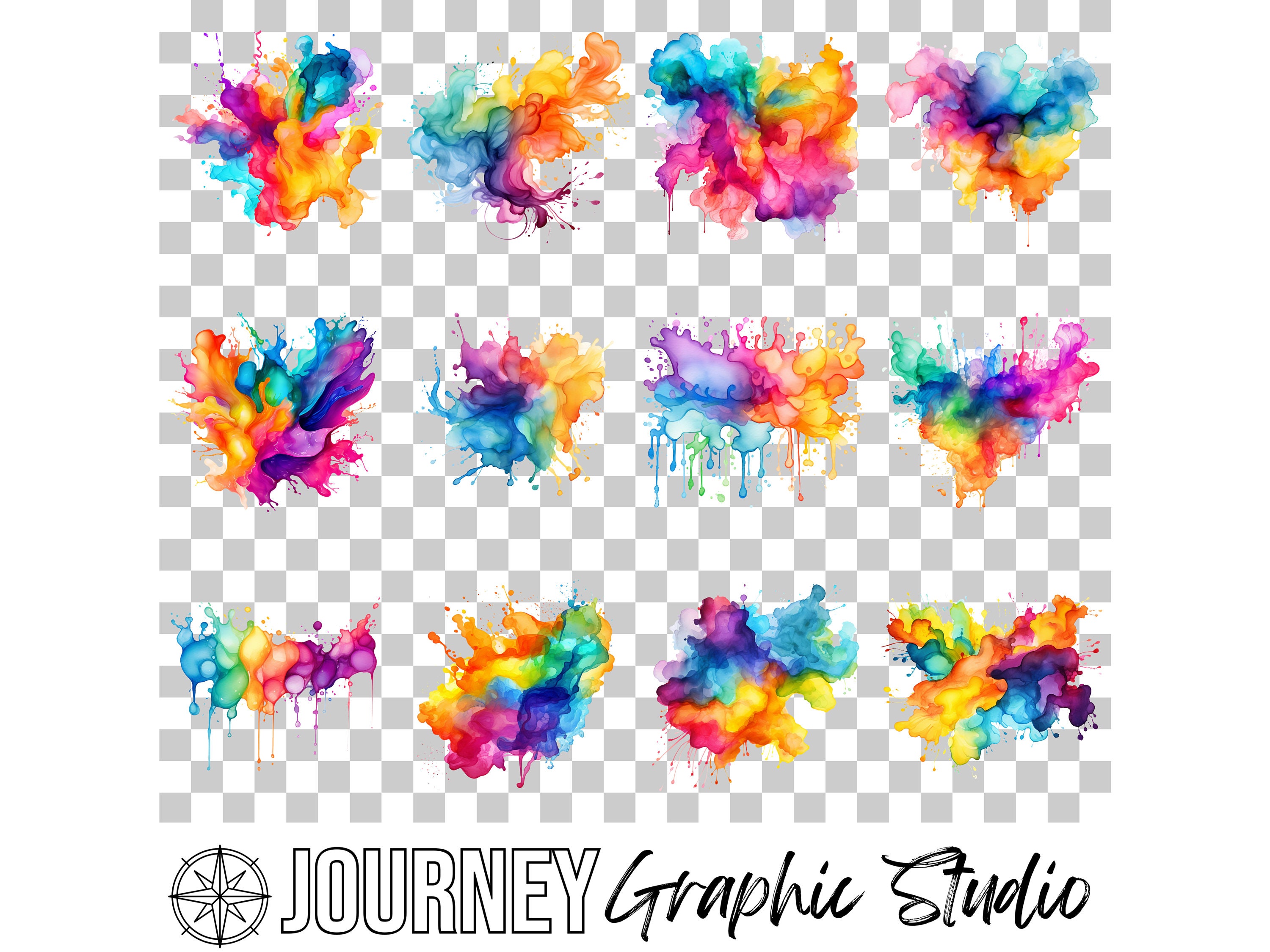 Colorful Watercolor Splash Clipart Bundle, Watercolor Clipart Bundle ...