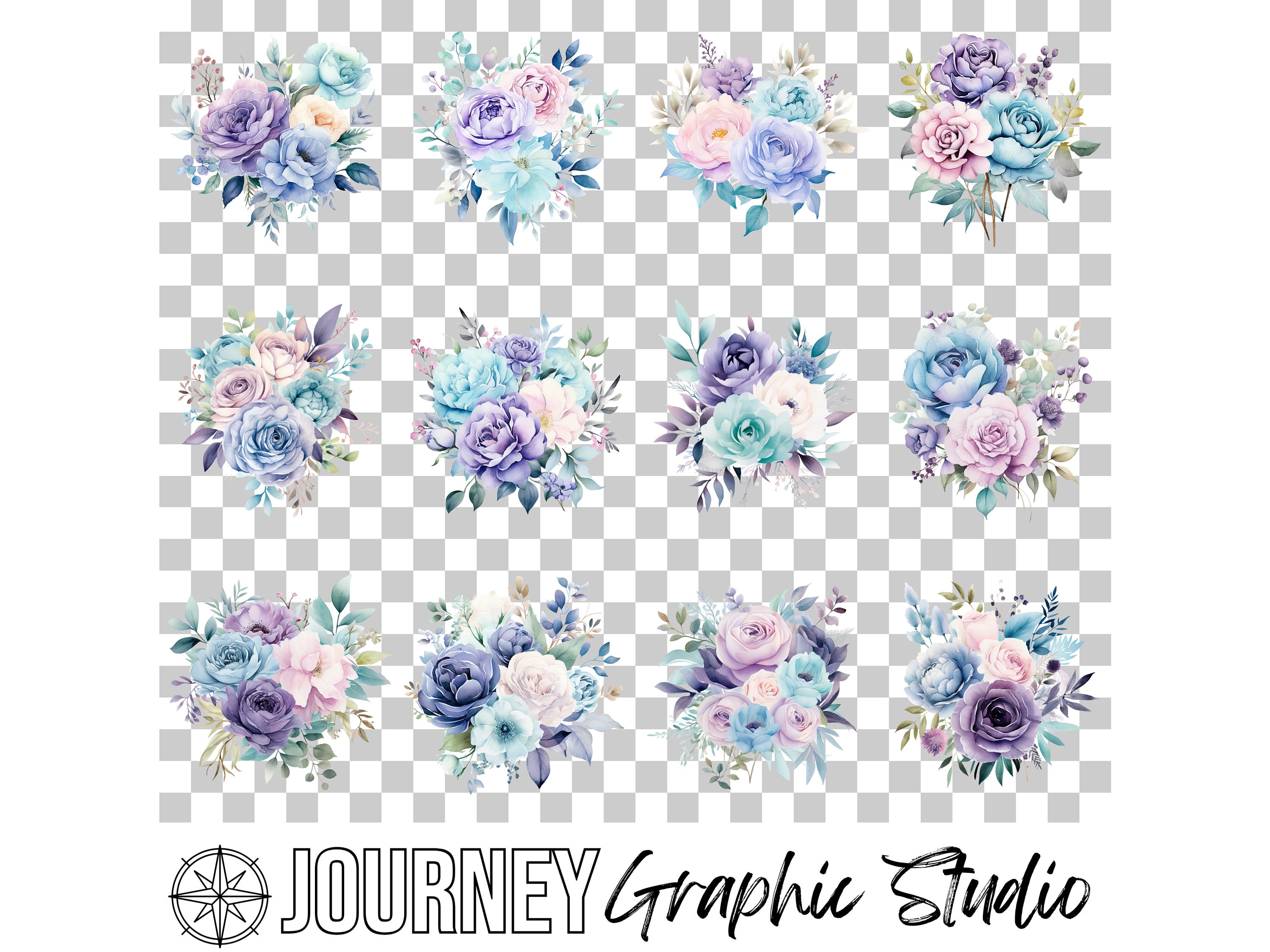 Floral Clipart Bundle Pastel Watercolor Clipart Bundle Pastel Floral ...