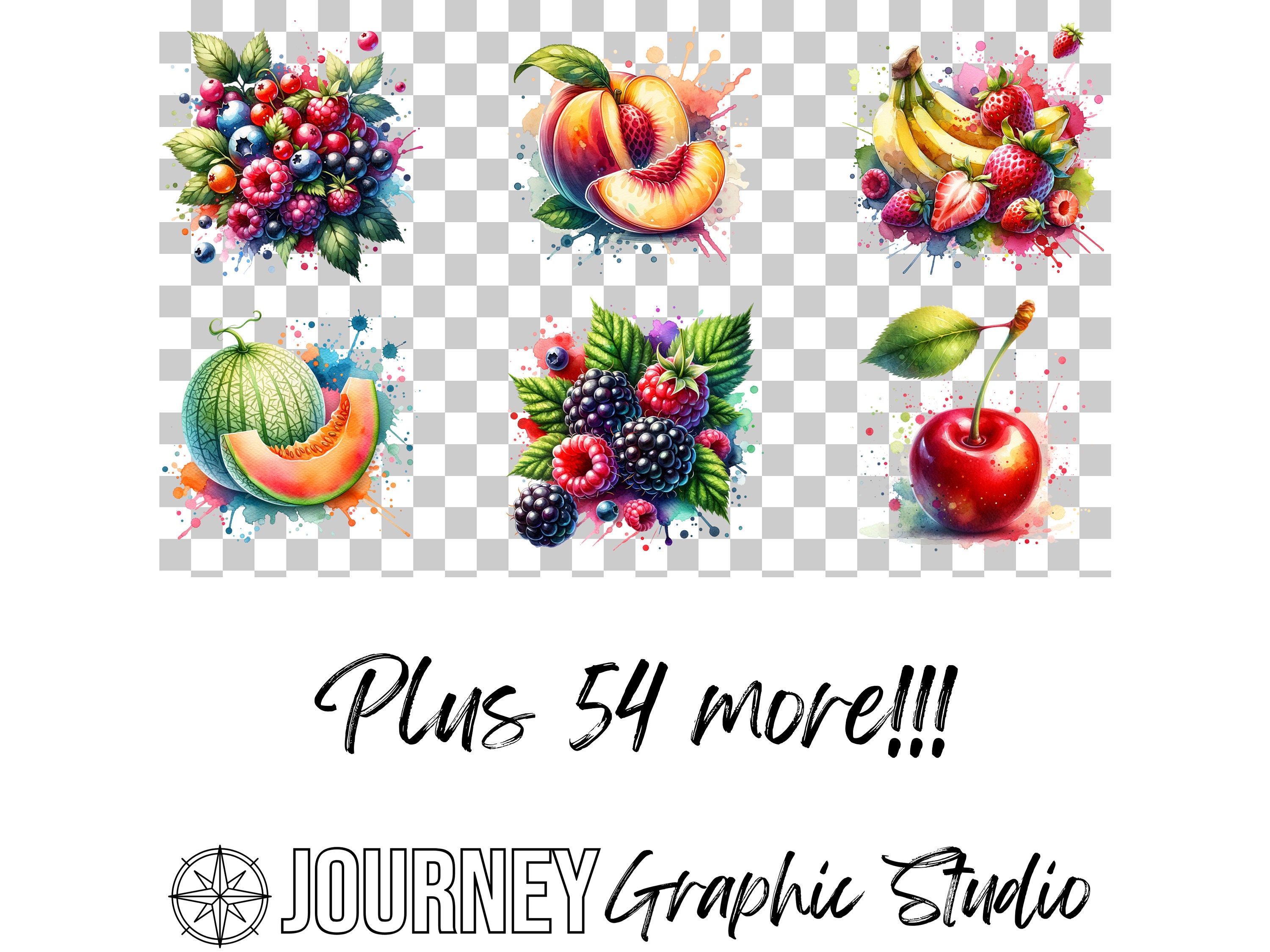 Fruit Clipart Bundle, Watercolor Summer Fruit Clipart Bundle, Summer ...