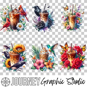 Iced Coffee Clipart Bundle, Watercolor Iced Coffee Clipart Bundle ...