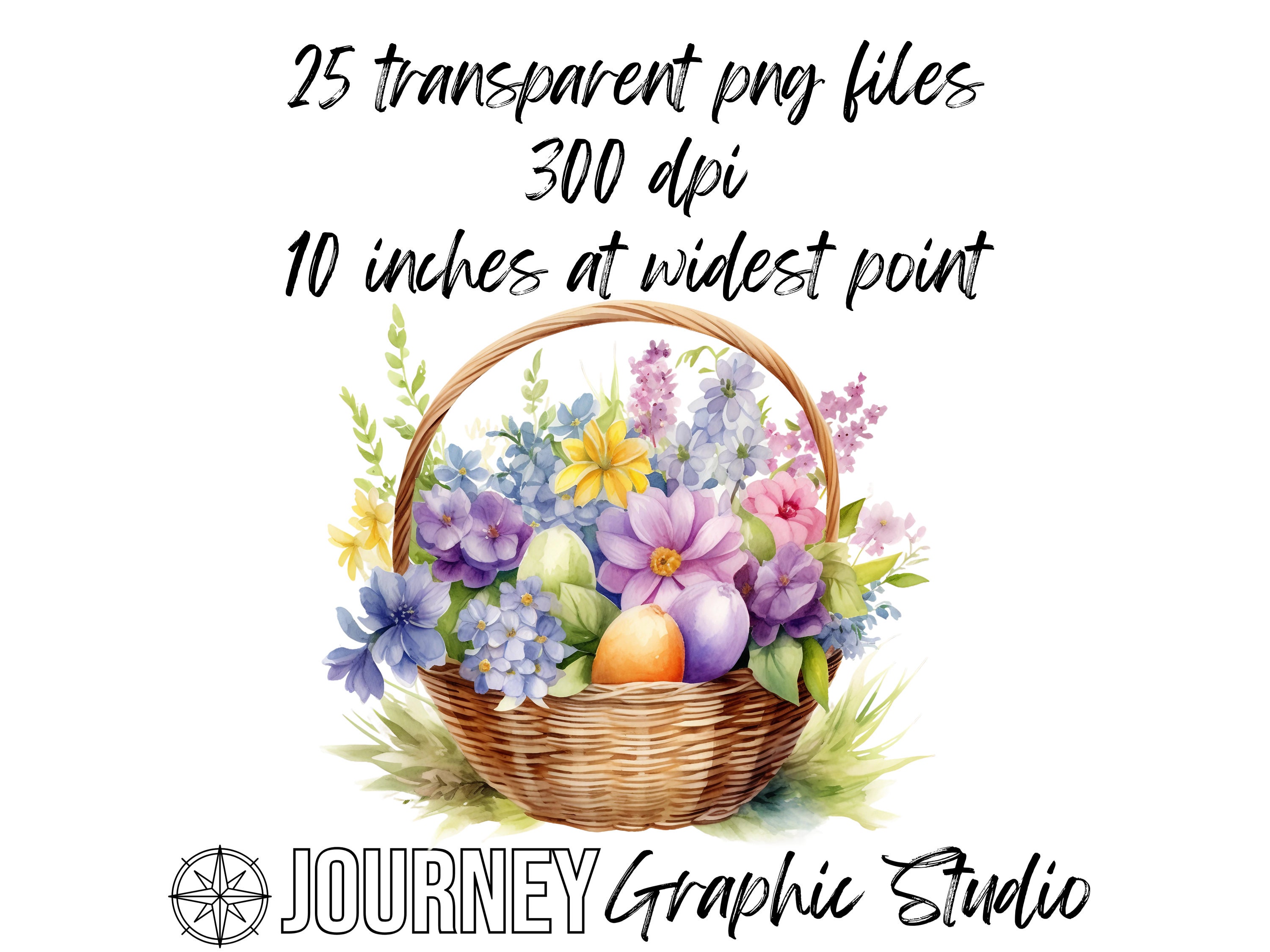 Easter Clipart Bundle, Watercolor Clipart Bundle, Easter Baskets ...