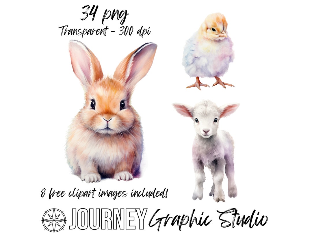 Easter Clipart Bundle, Watercolor Clipart Bundle, Easter Bunny Clipart ...