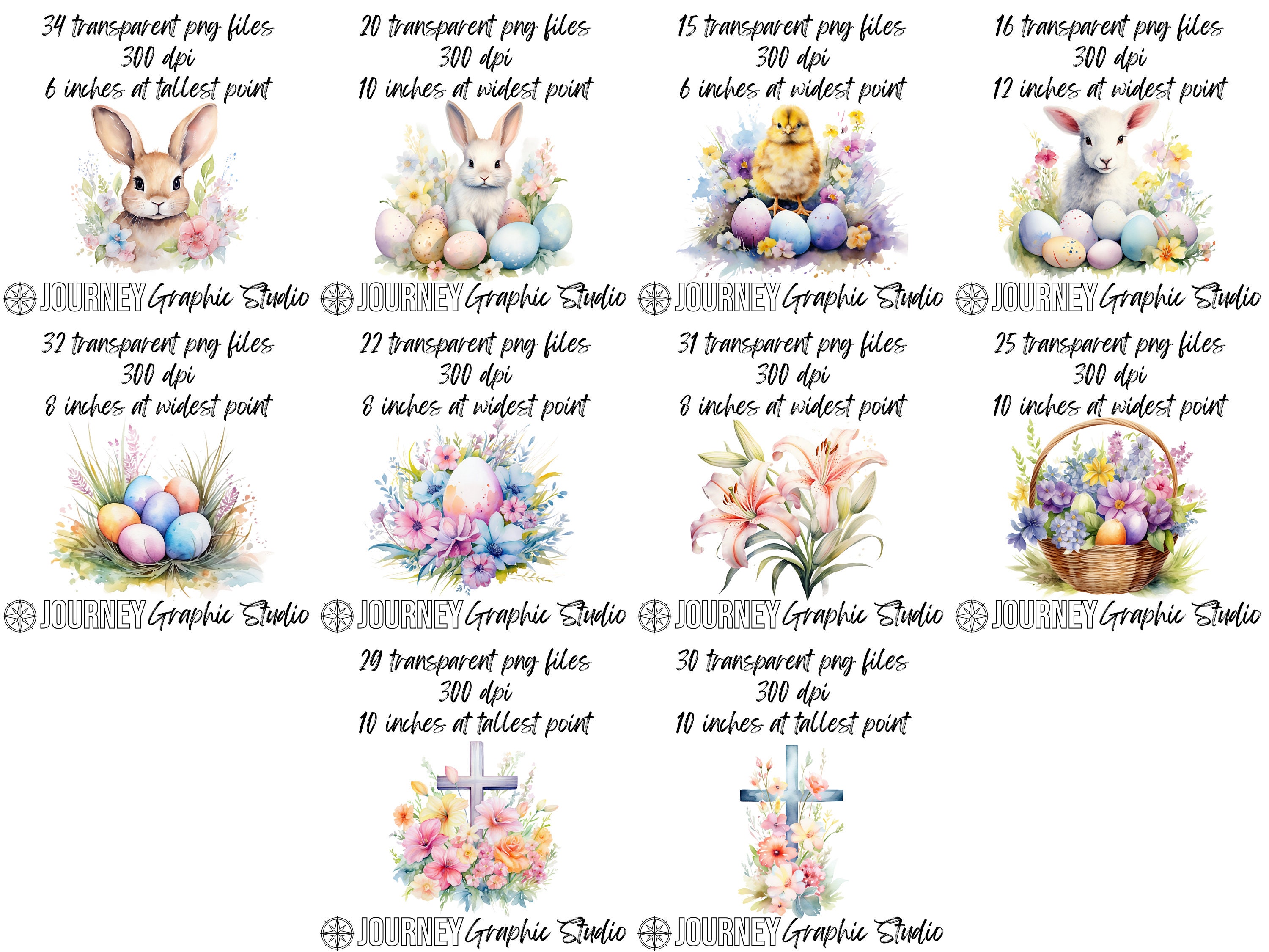 Easter Clipart Bundle Collection, Watercolor Clipart Bundle, Easter ...