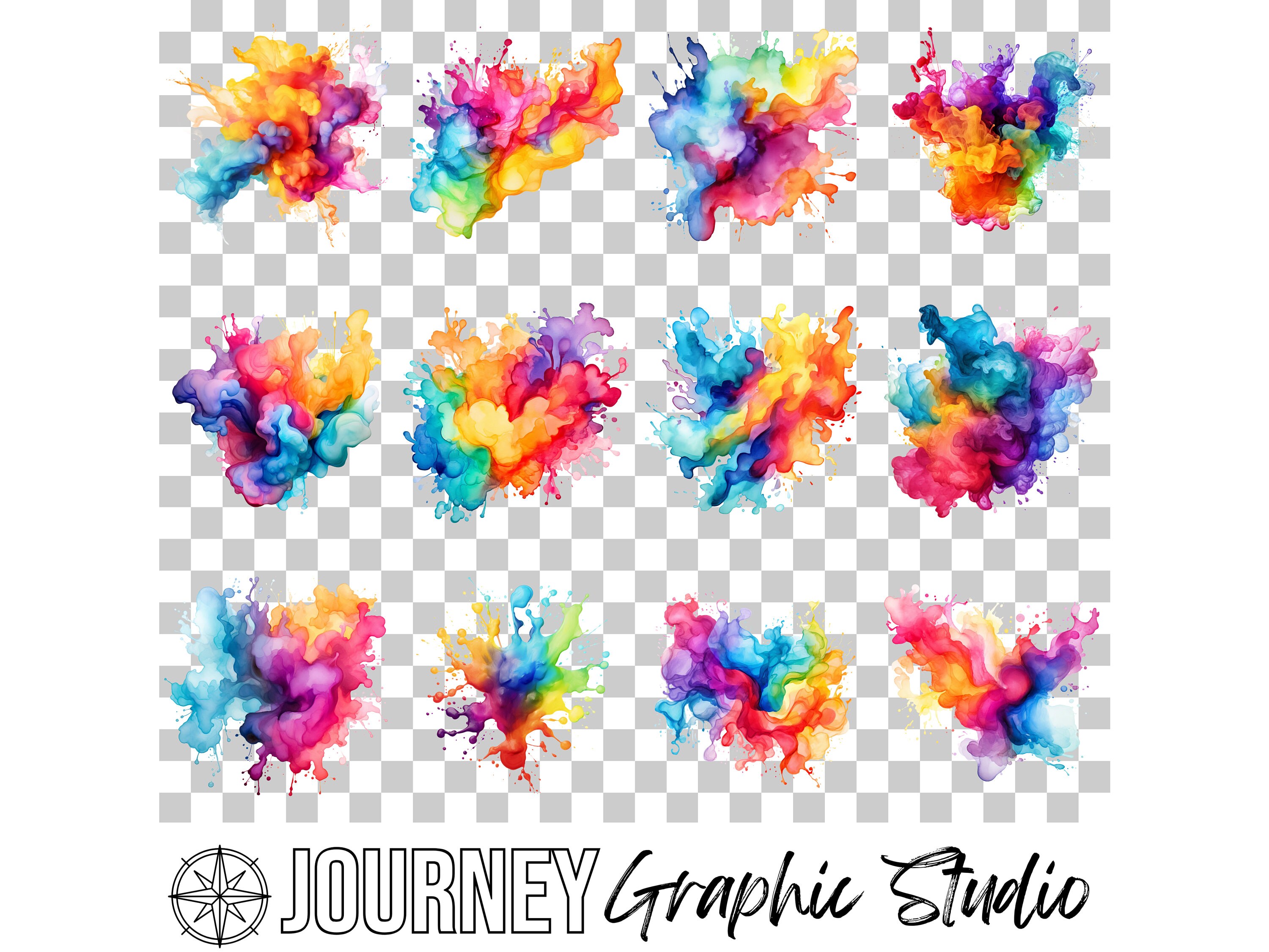 Colorful Watercolor Splash Clipart Bundle, Watercolor Clipart Bundle ...