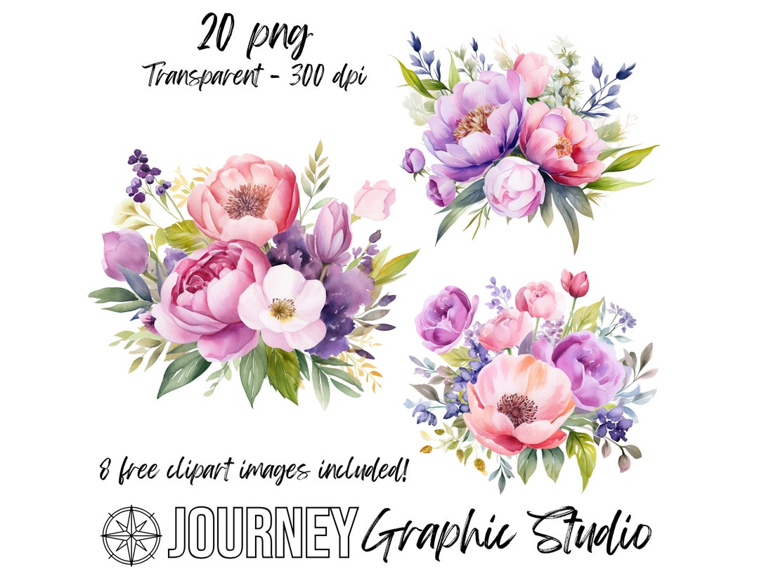 Floral Clipart Bundle, Watercolor Clipart Bundle, Mother's Day Flowers ...