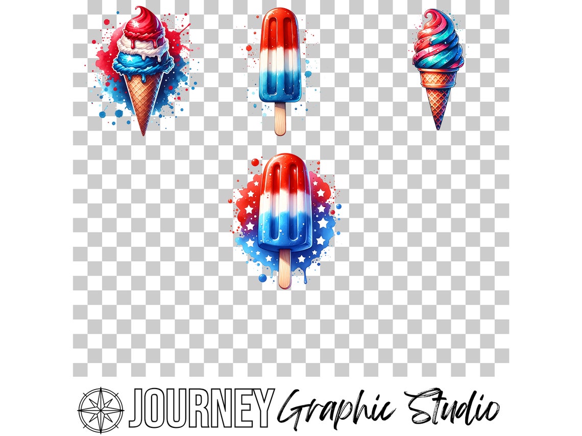 Patriotic Desserts Clipart Bundle, Popsicles Ice Cream Cupcakes Clipart ...